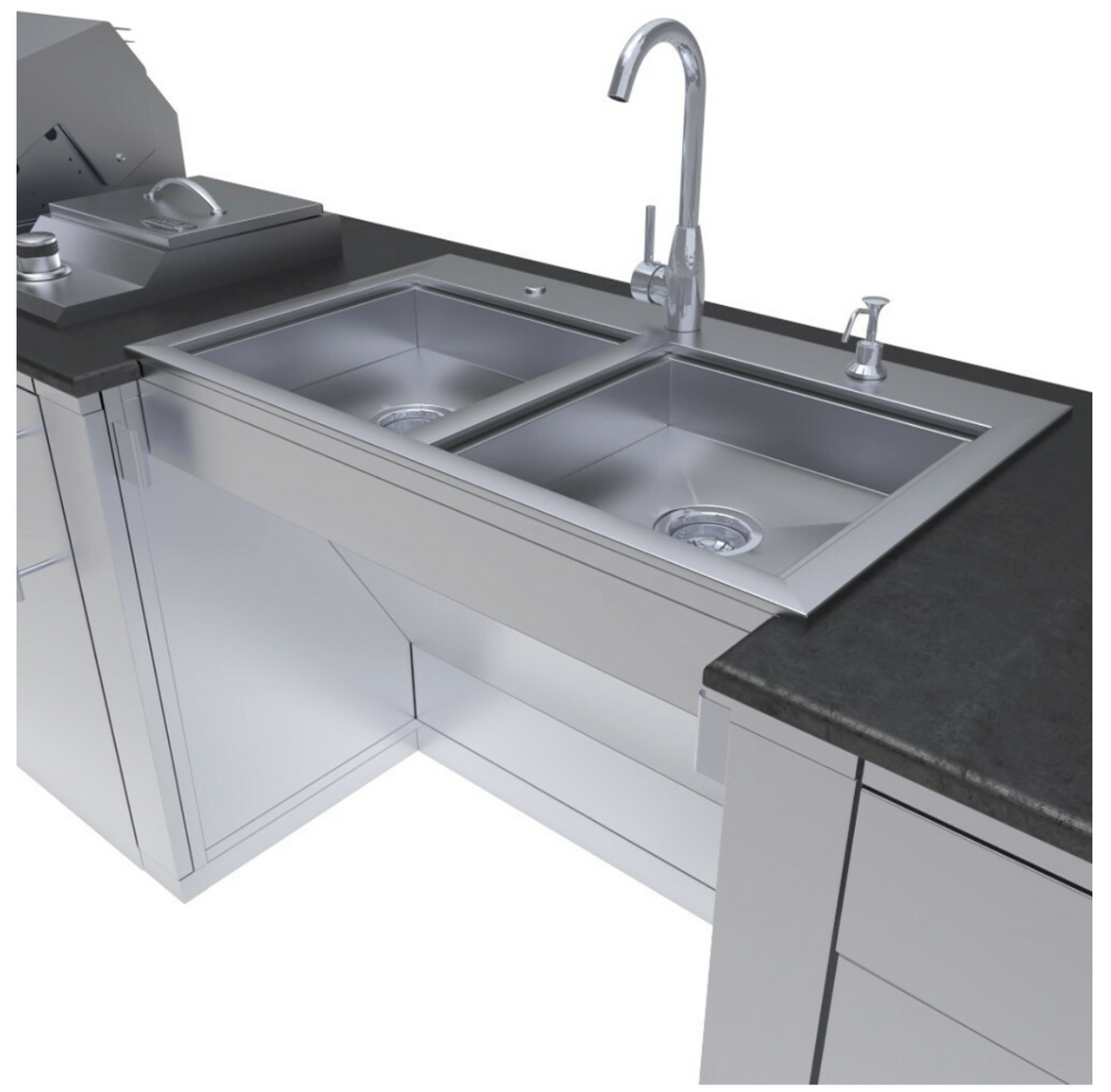 Sunstone CABANA 10'-8" ADA Compliant Grill/Burner & Double Sink Island ...